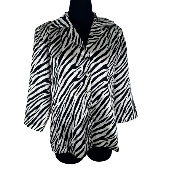 Vintage | Jackets & Coats | Vintage 8s Zebra Print Satin Blazer W Black ...
